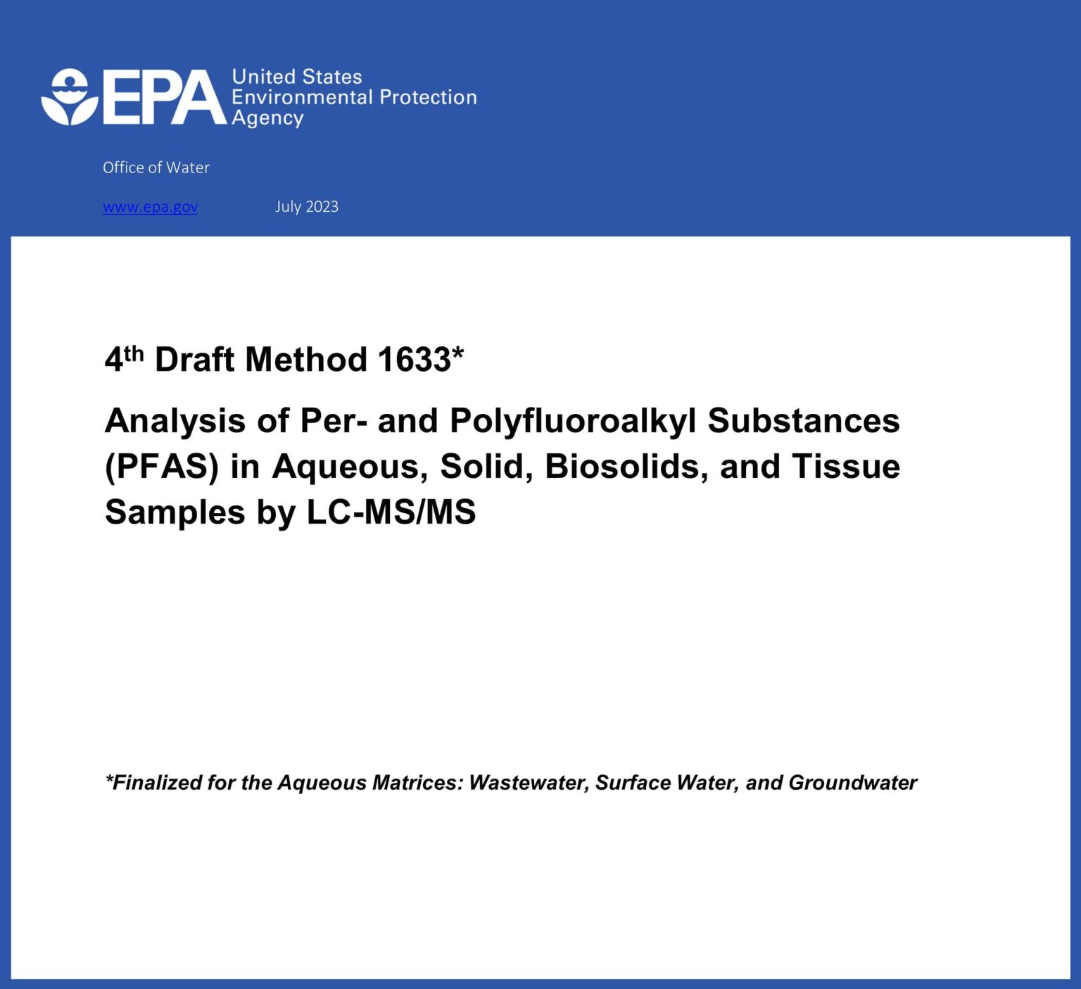 Method 1633 for PFAS in Aqueous Samples - LimnoTech
